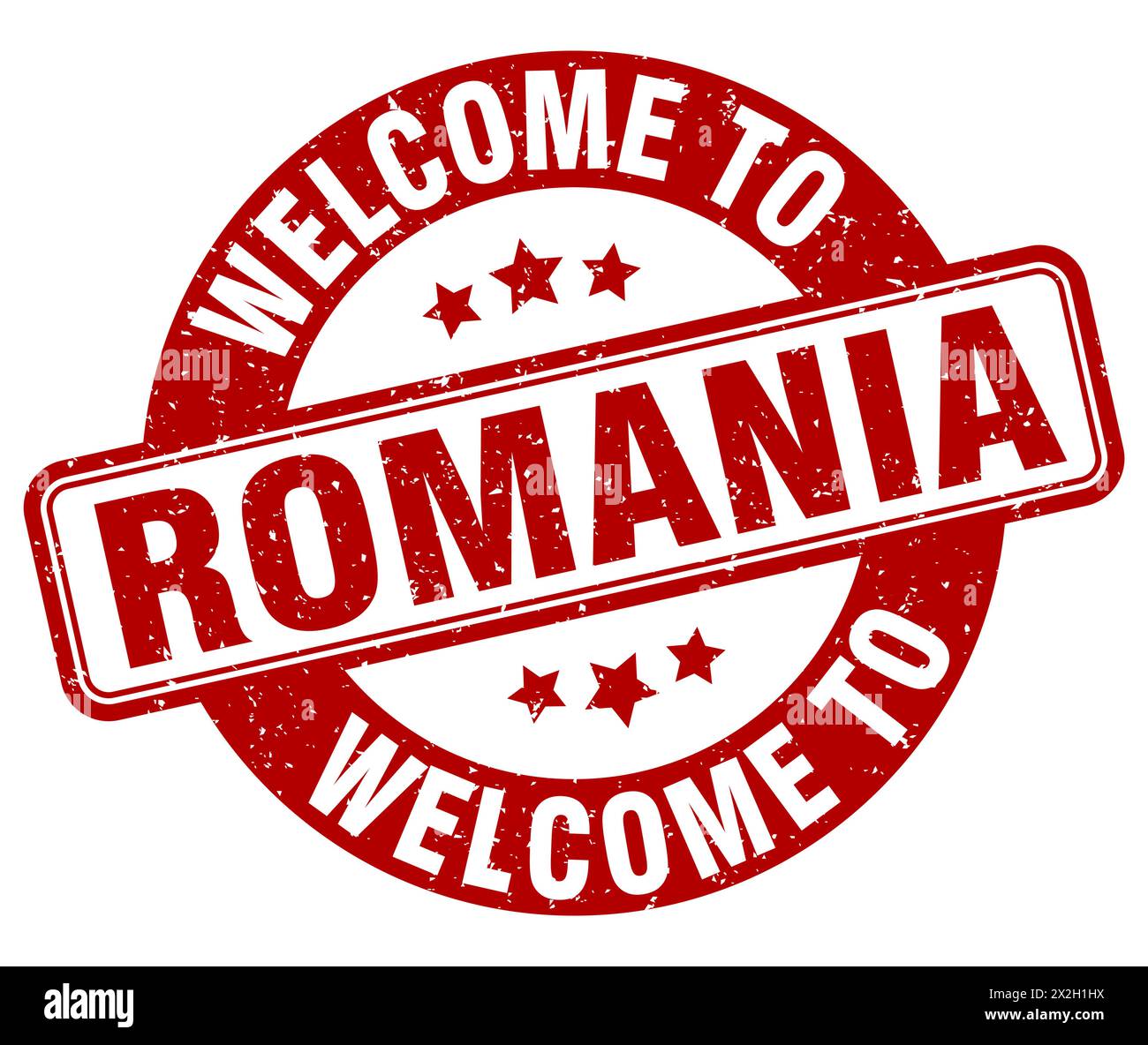 Welcome to Romania stamp. Romania round sign isolated on white ...