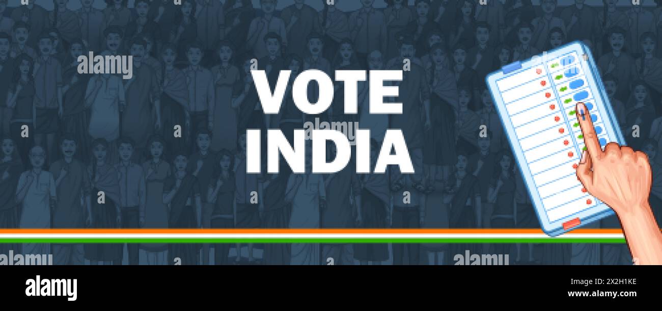 illustration of Indian people Hand with voting sign showing general ...