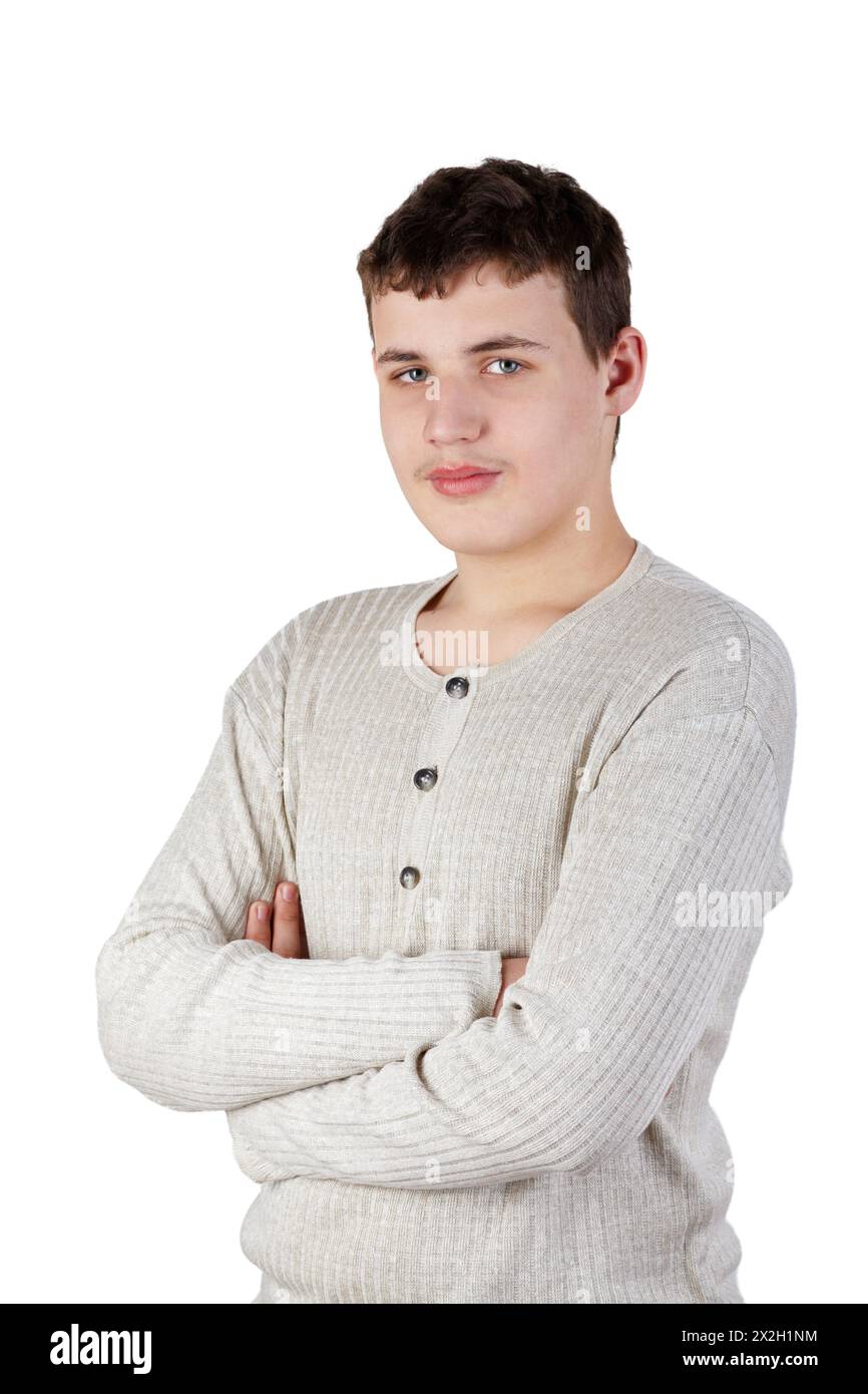 Half-length portrait of the teenager which stands half-turned with ...
