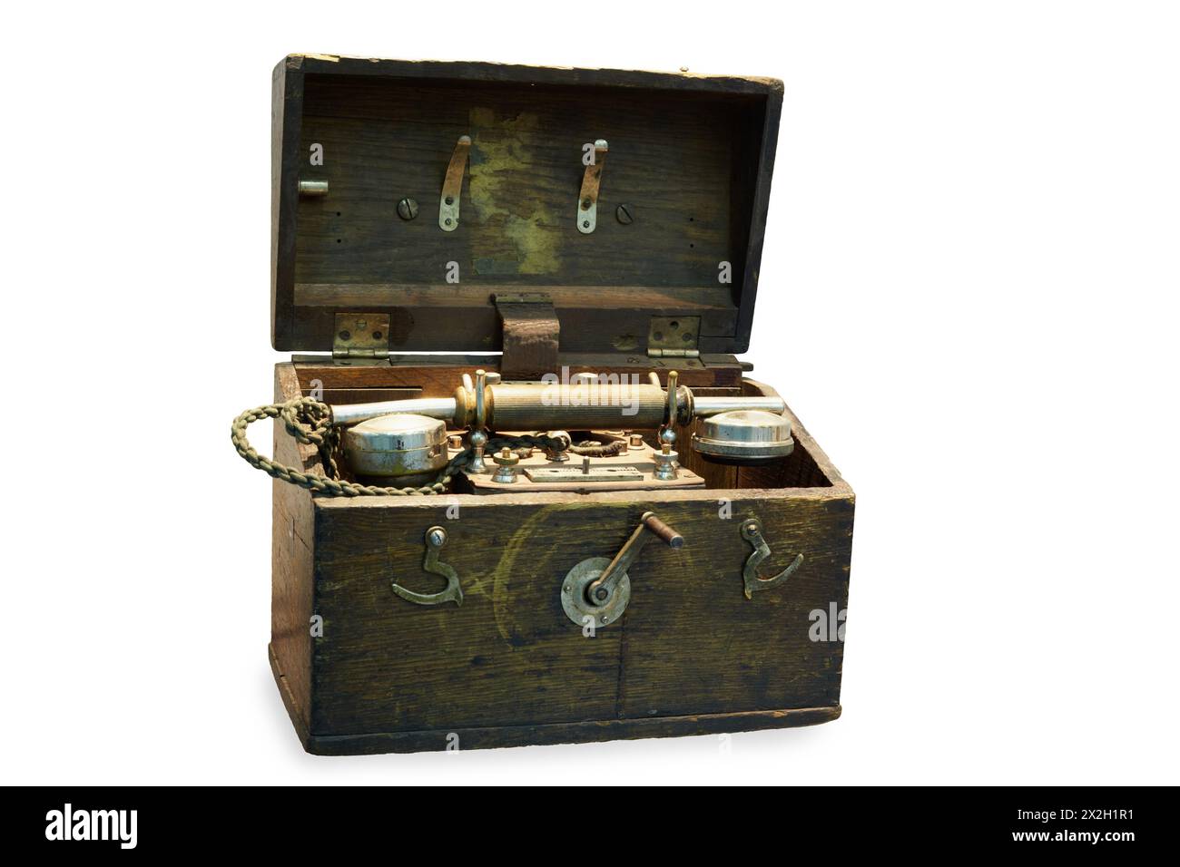 Portable telephone apparatus in wooden case Stock Photo - Alamy