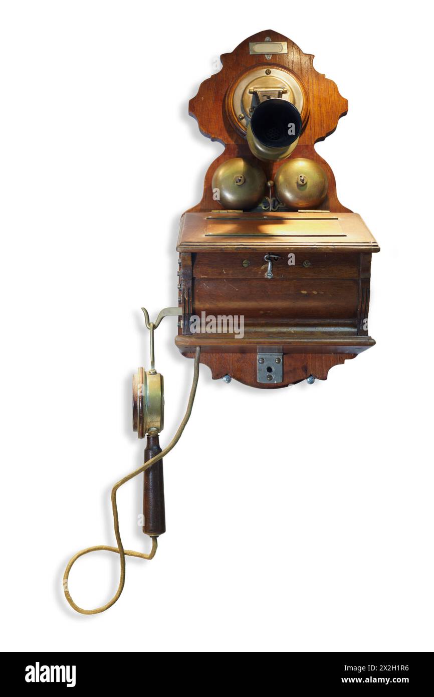 Wall phone for home communication Stock Photo - Alamy