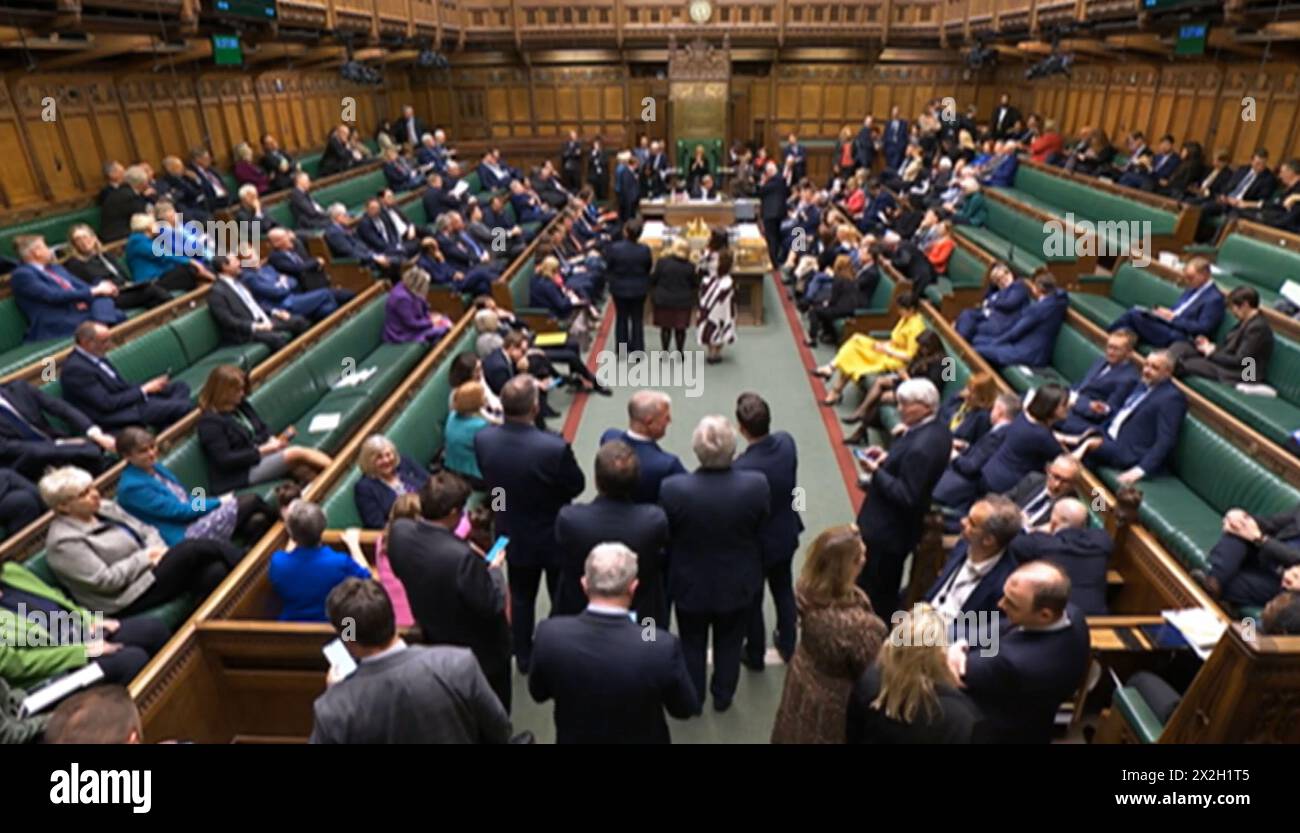 MPs in the House of Commons, London before vote is read out. MPs have ...