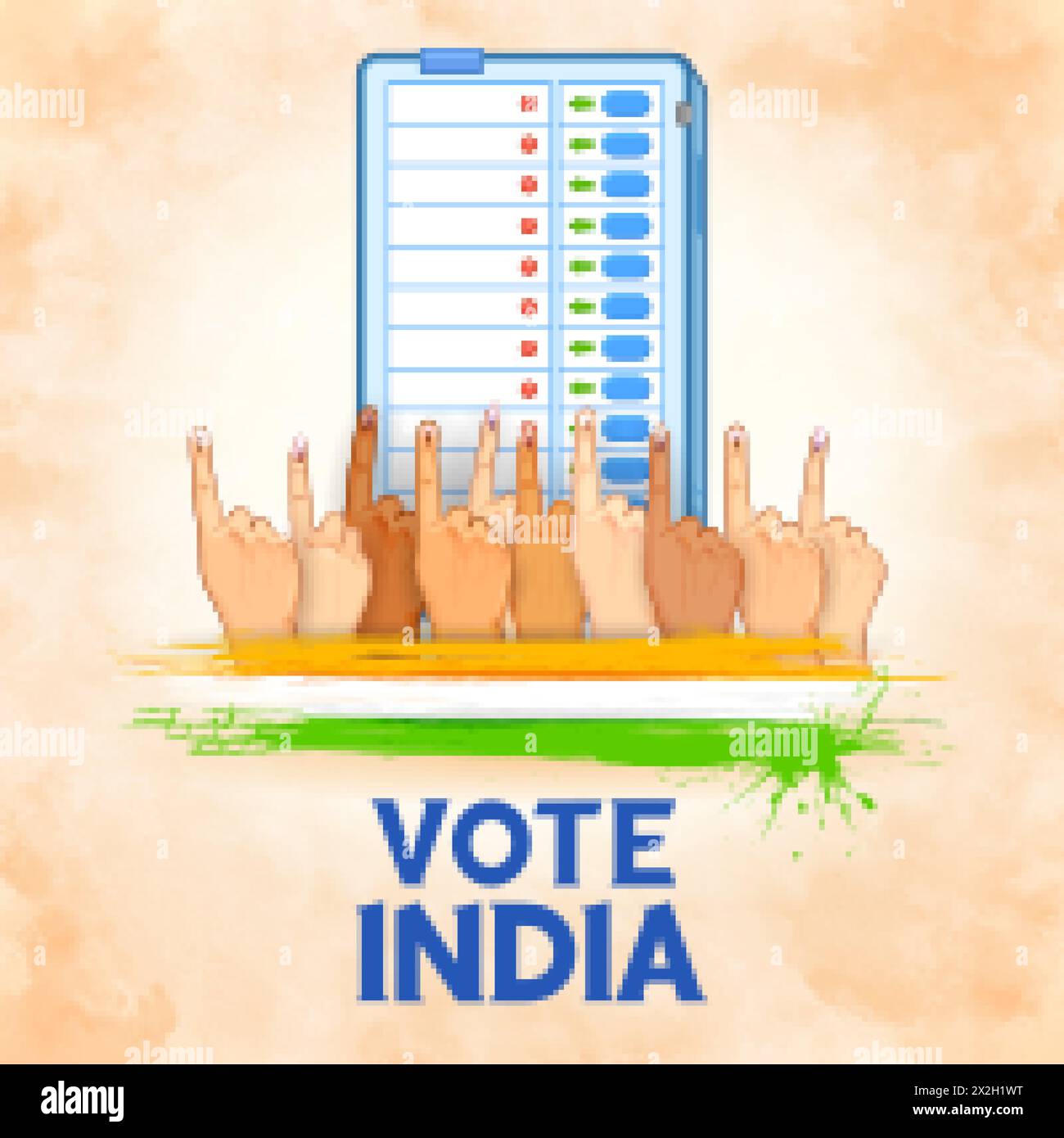 illustration of Indian people Hand with voting sign showing general ...