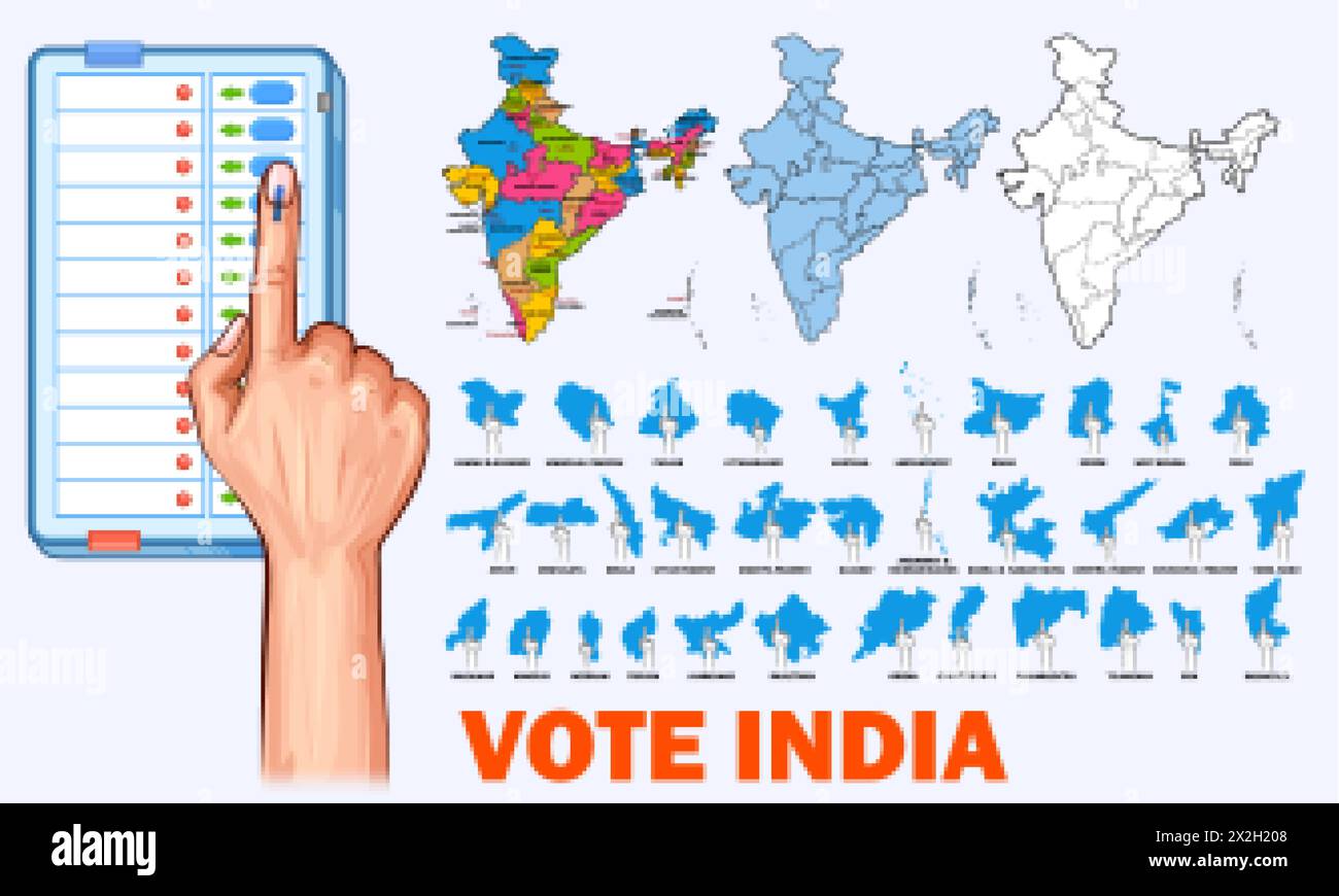 illustration of Indian people Hand with voting sign showing general ...