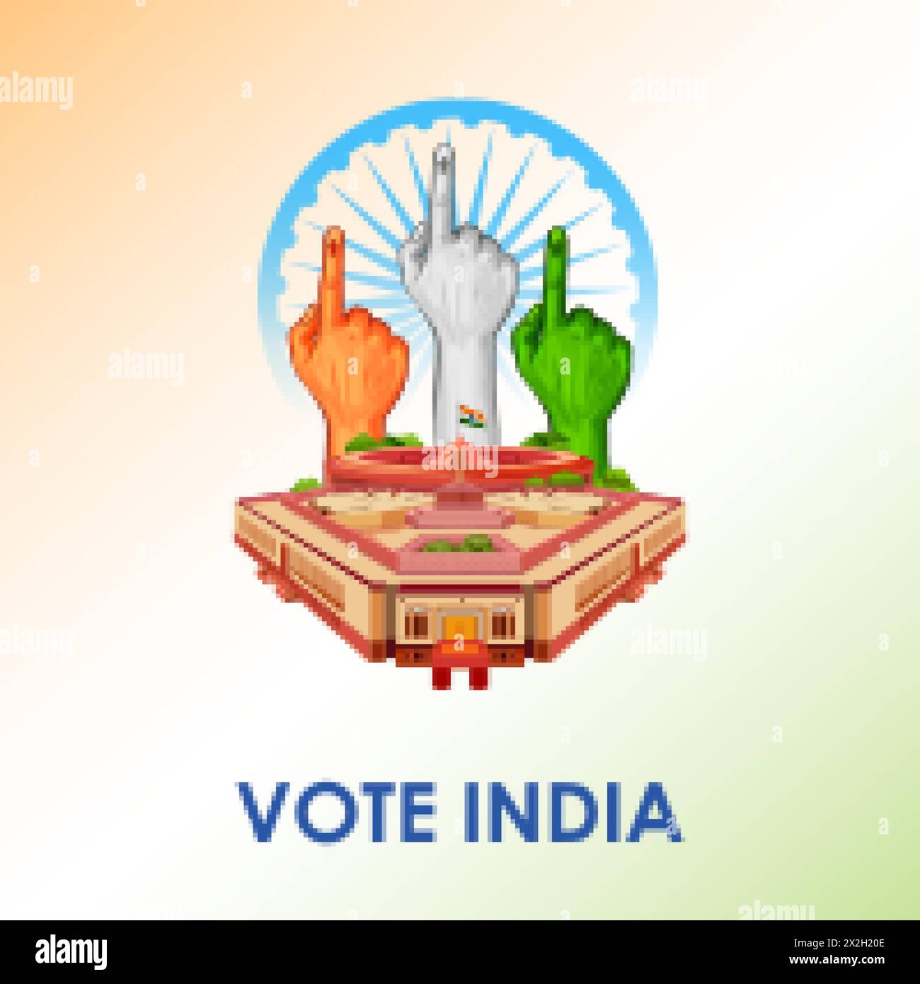 illustration of Indian people Hand with voting sign showing general ...