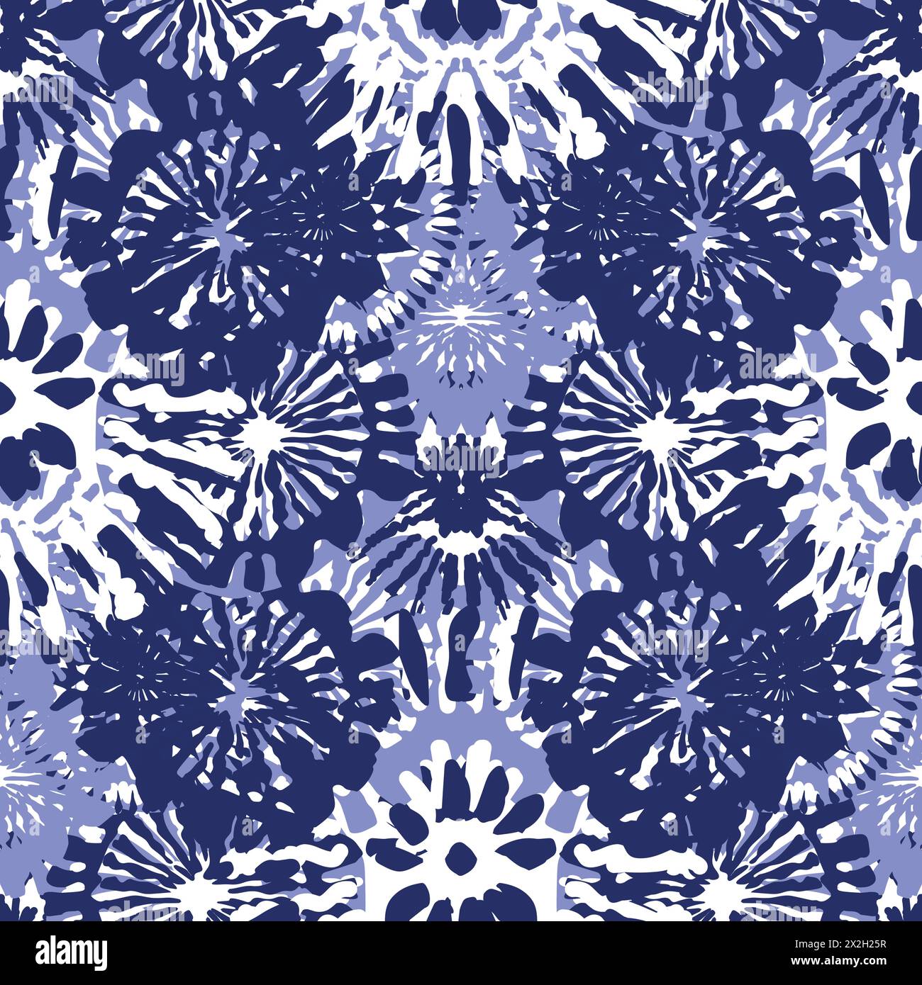 Indigo blue Japanese dot block print effect pattern. Seamless hand made ...