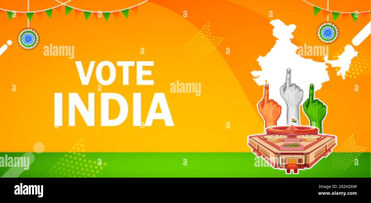 illustration of Indian people Hand with voting sign showing general ...