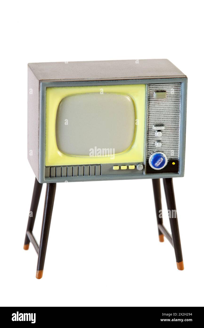 little retro plastic television isolated on white background Stock ...