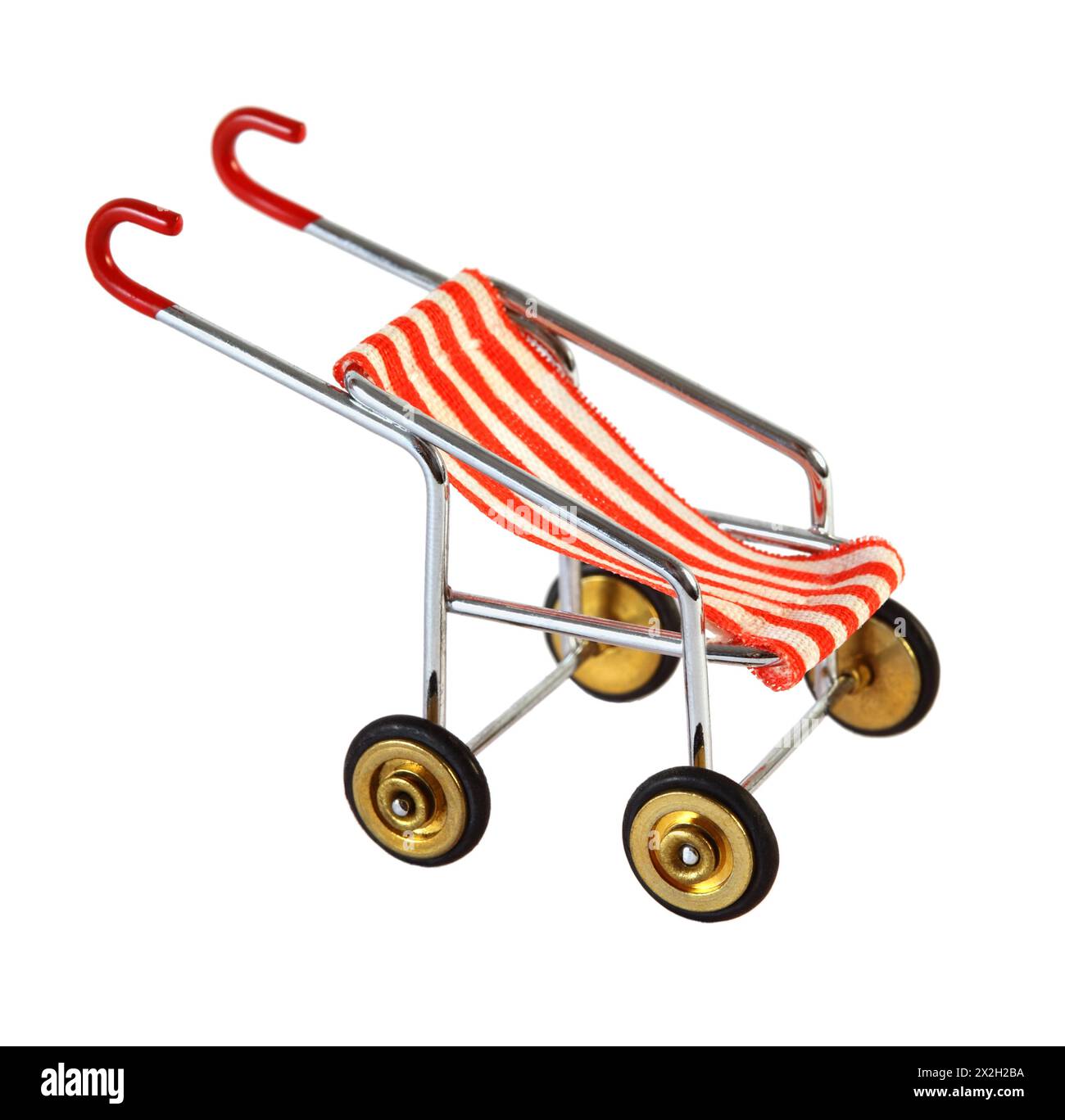 small red baby carriage for seating isolated on white background Stock ...