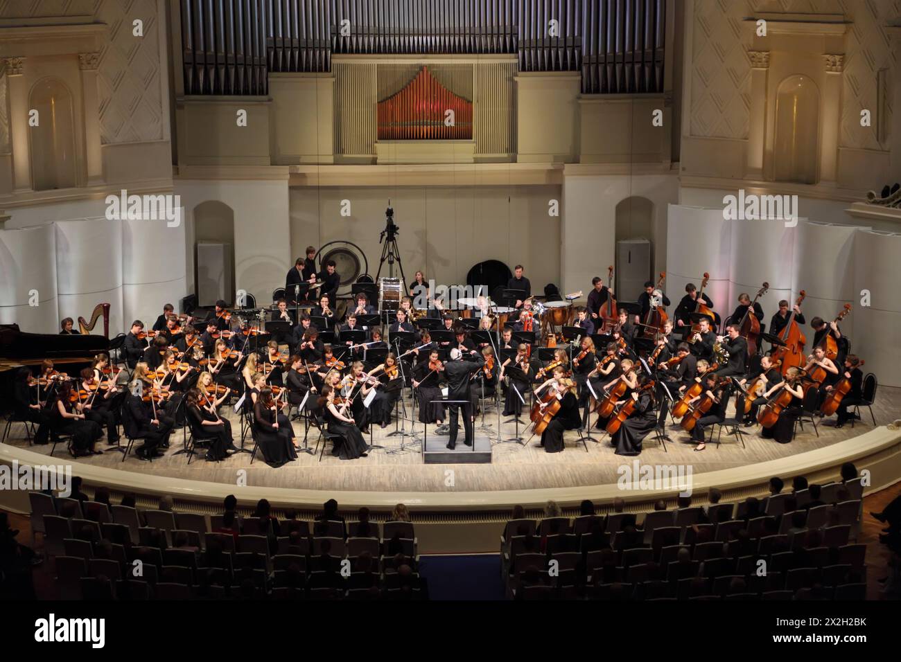 MOSCOW - FEBRUARY 26: Conductor Anatoly Levin directs Symphony ...