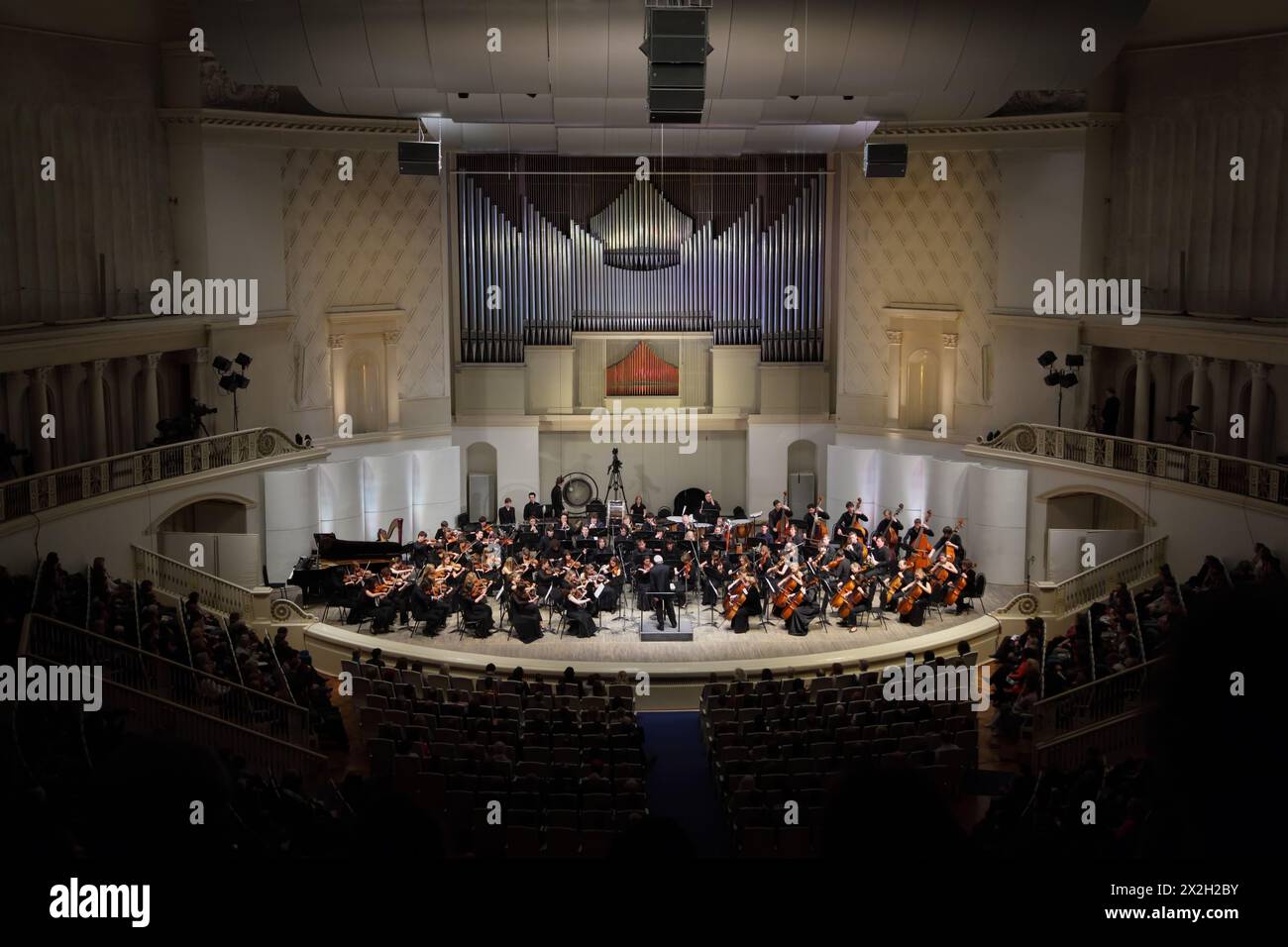 MOSCOW - FEBRUARY 26: Audience looks at Symphony Orchestra of Moscow ...