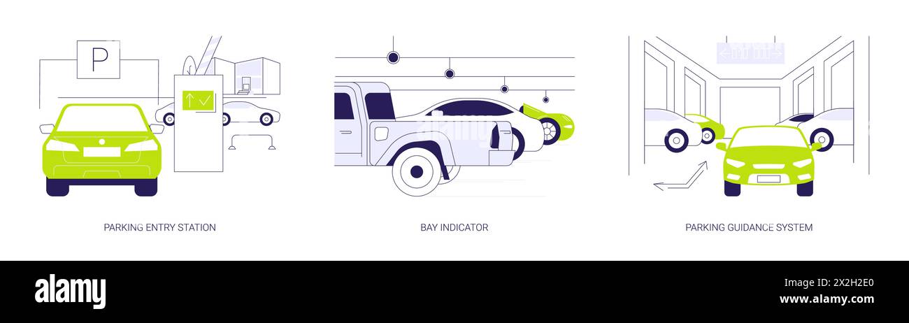 Smart parking management system abstract concept vector illustrations ...