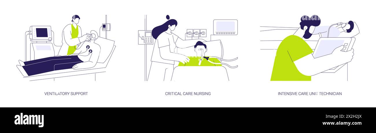 Critical care medicine abstract concept vector illustrations Stock ...