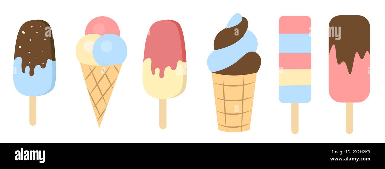 Different types of ice cream on a white background Stock Vector Image ...