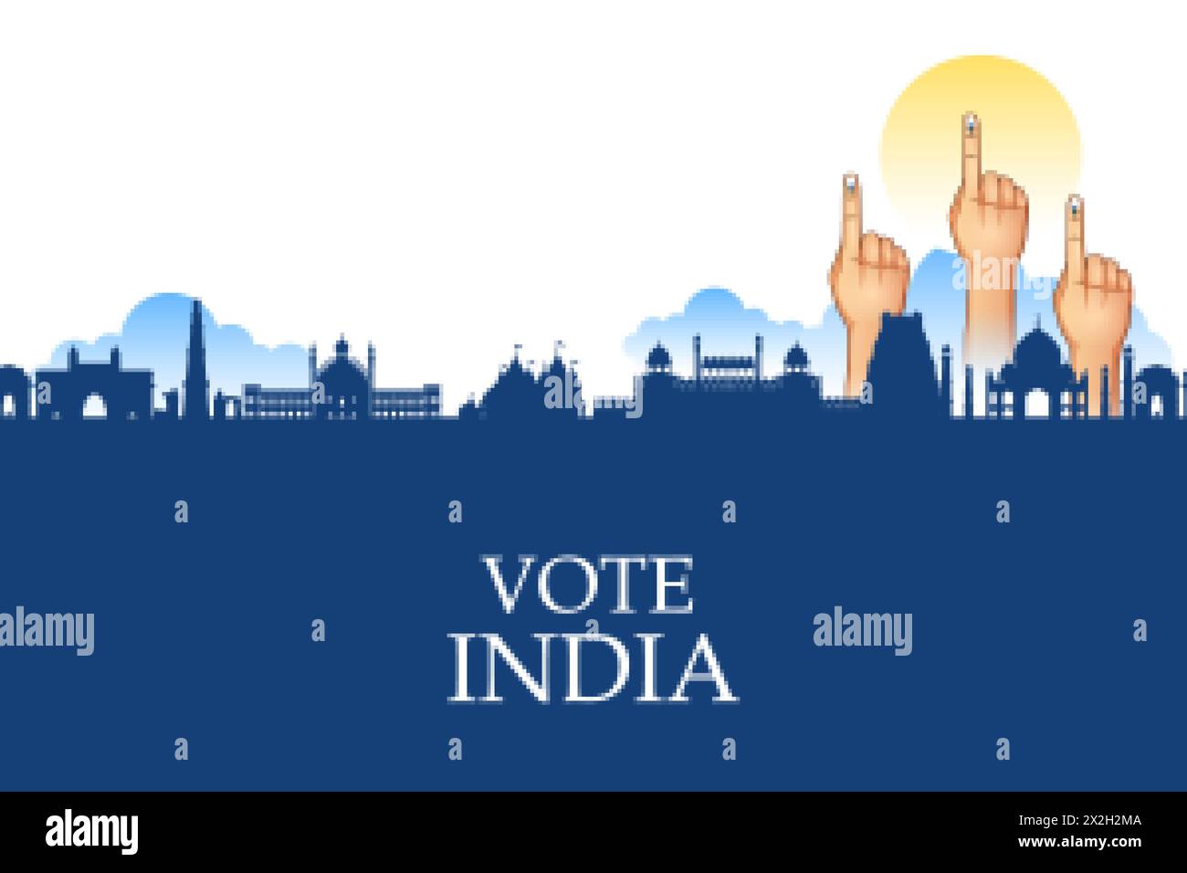 illustration of Indian people Hand with voting sign showing general ...