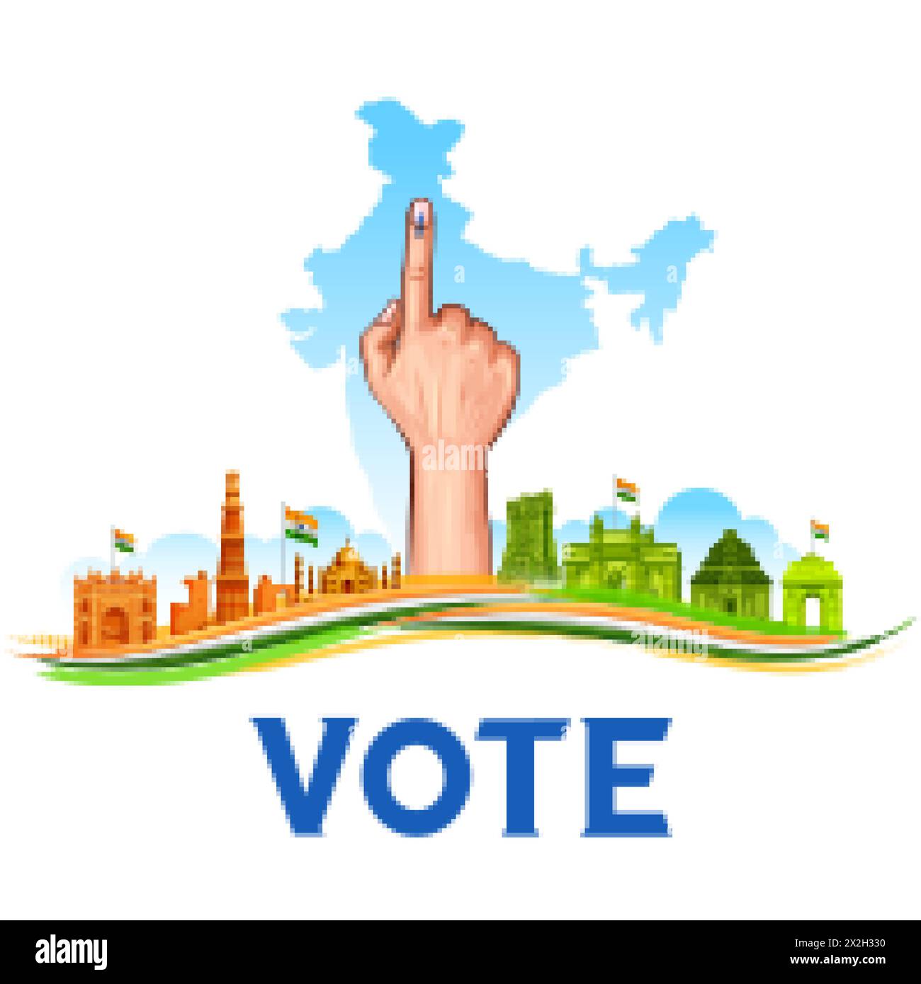 illustration of Indian people Hand with voting sign showing general ...