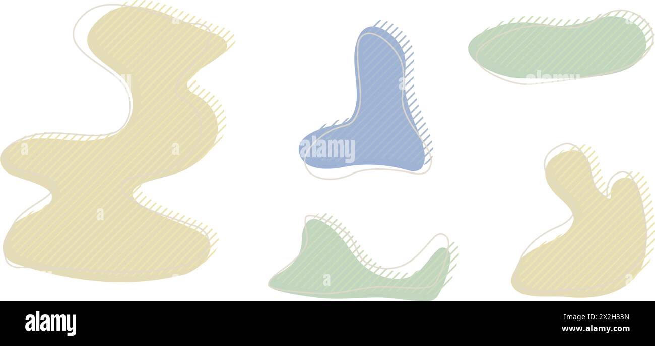 Collection of organic irregular blob shape with decorative stripes and ...