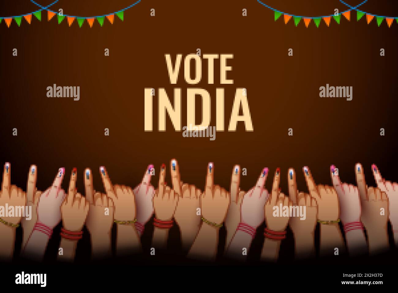 illustration of Indian people Hand with voting sign showing general ...
