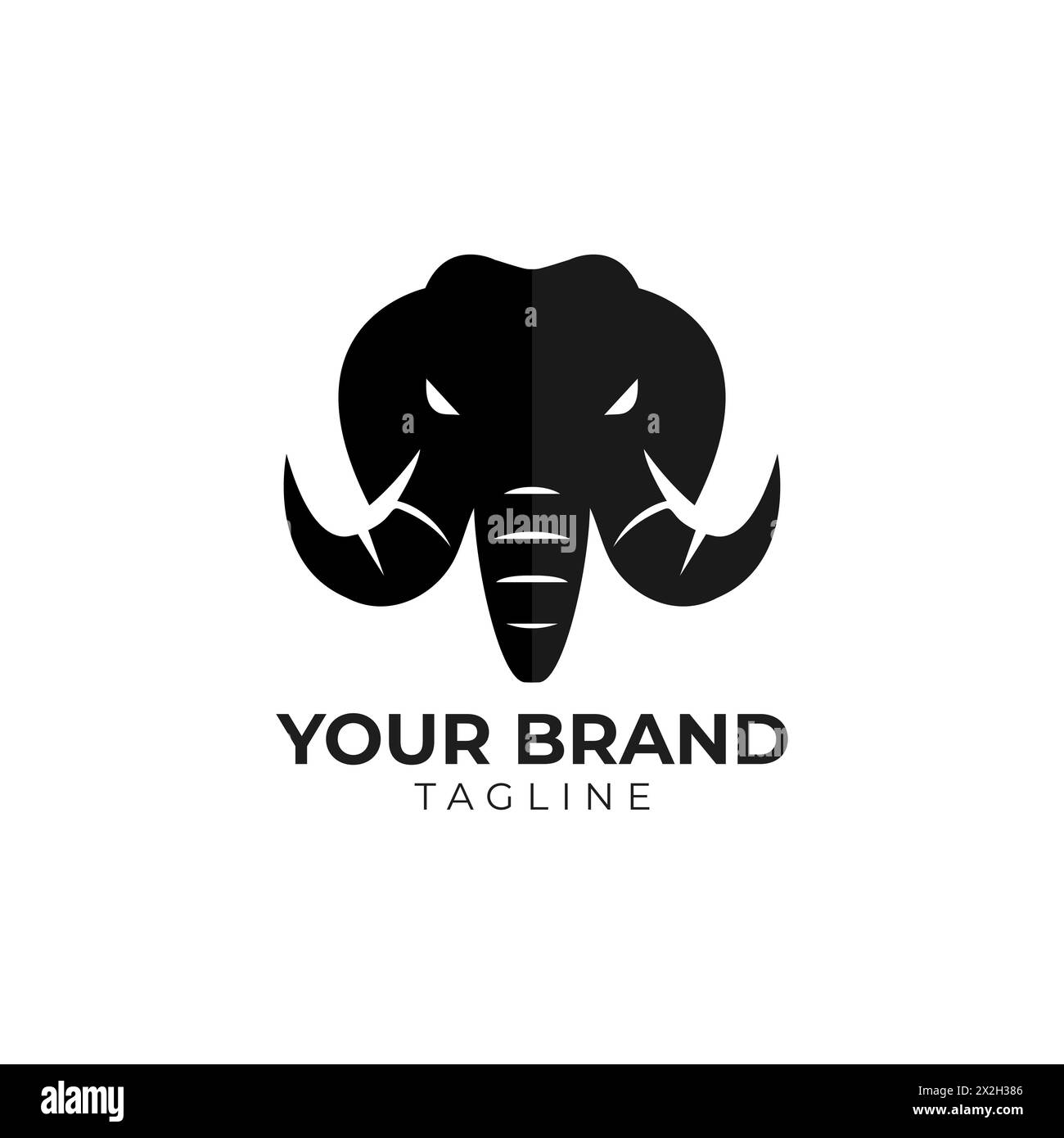 Elephant head with large tusks logo illustration Stock Vector Image ...