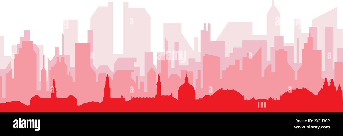 Red panoramic city skyline poster of COPENHAGEN, DENMARK Stock Vector ...
