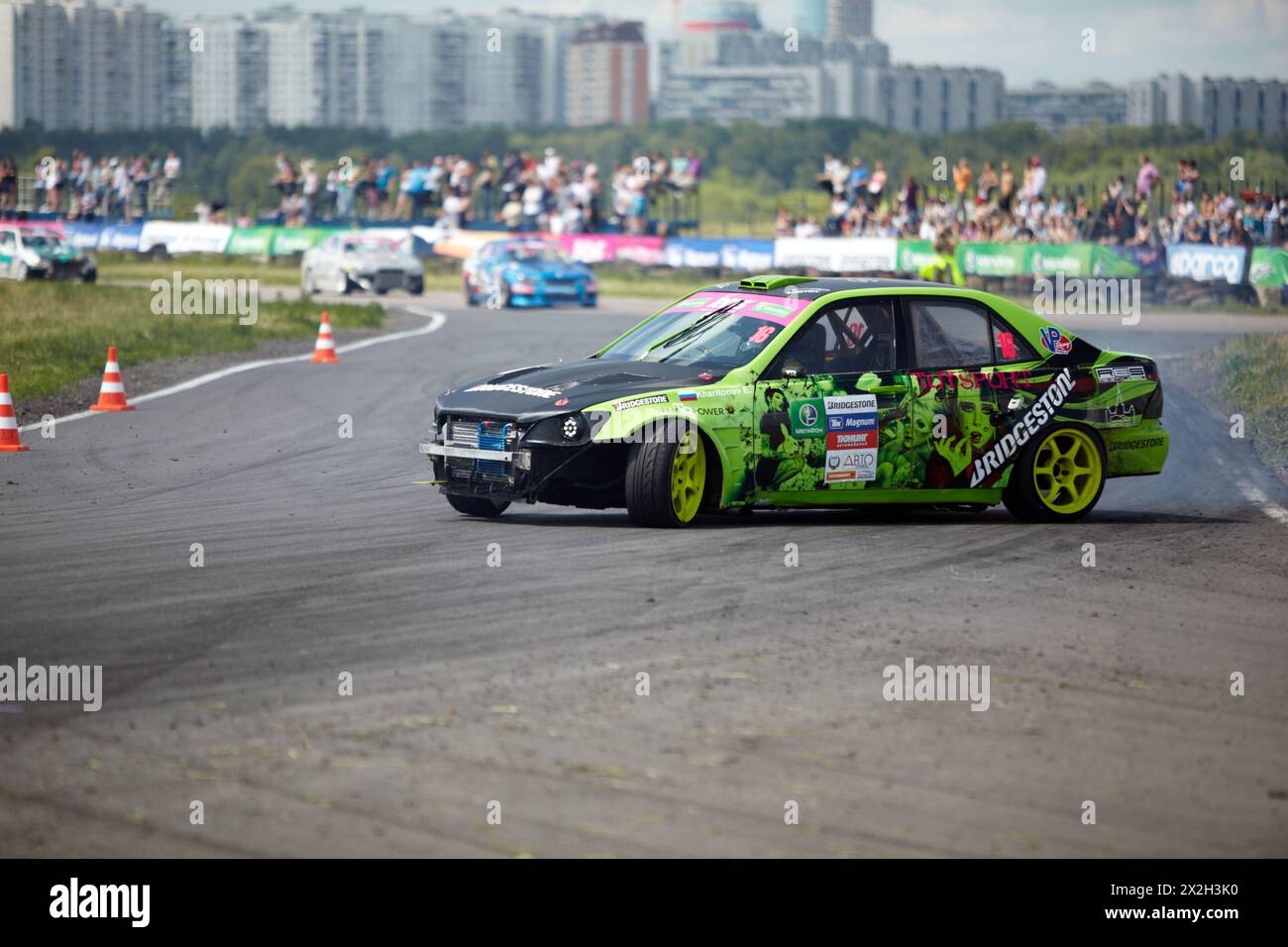 MOSCOW - JUNE 11: Racing car of E.Kharitonov on the track of Moscow ...