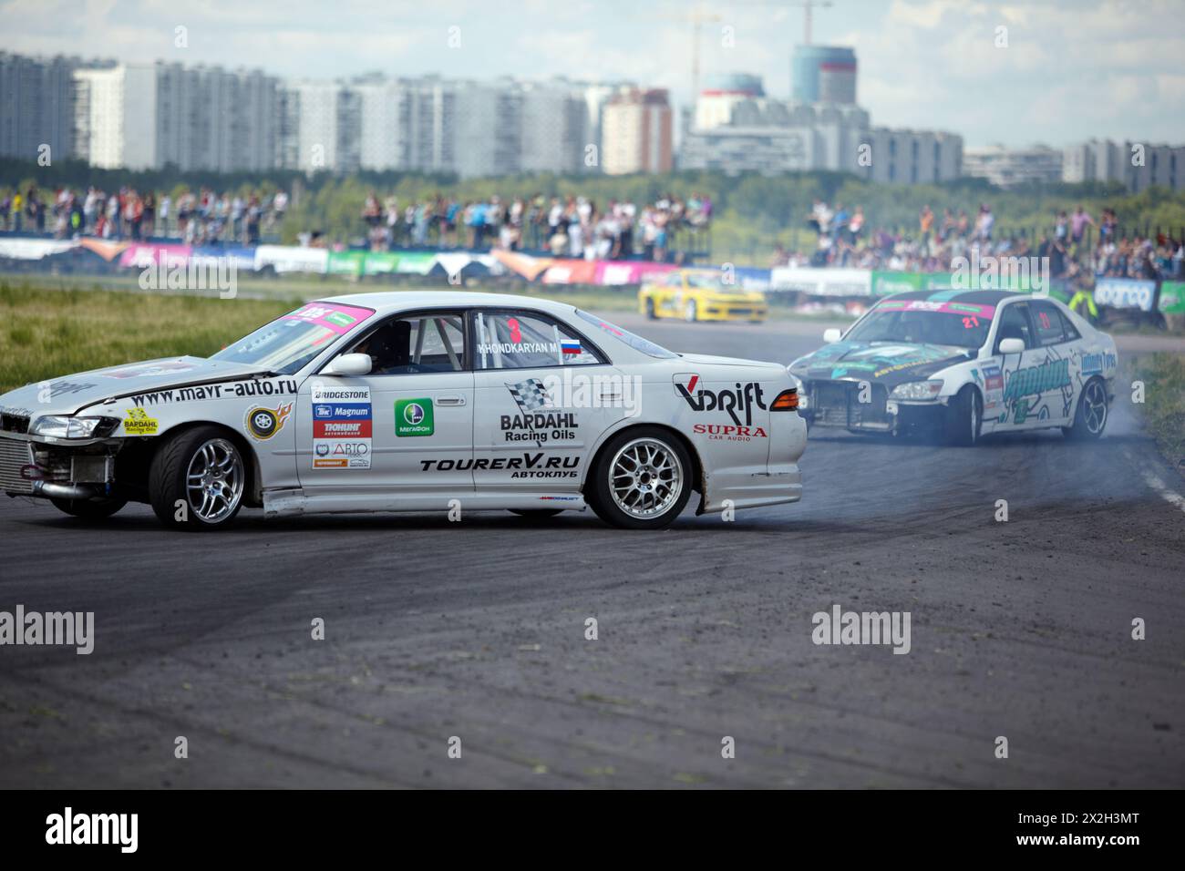 MOSCOW - JUNE 11: Racing car of M.Khondakaryan on the track in 3-d tour ...