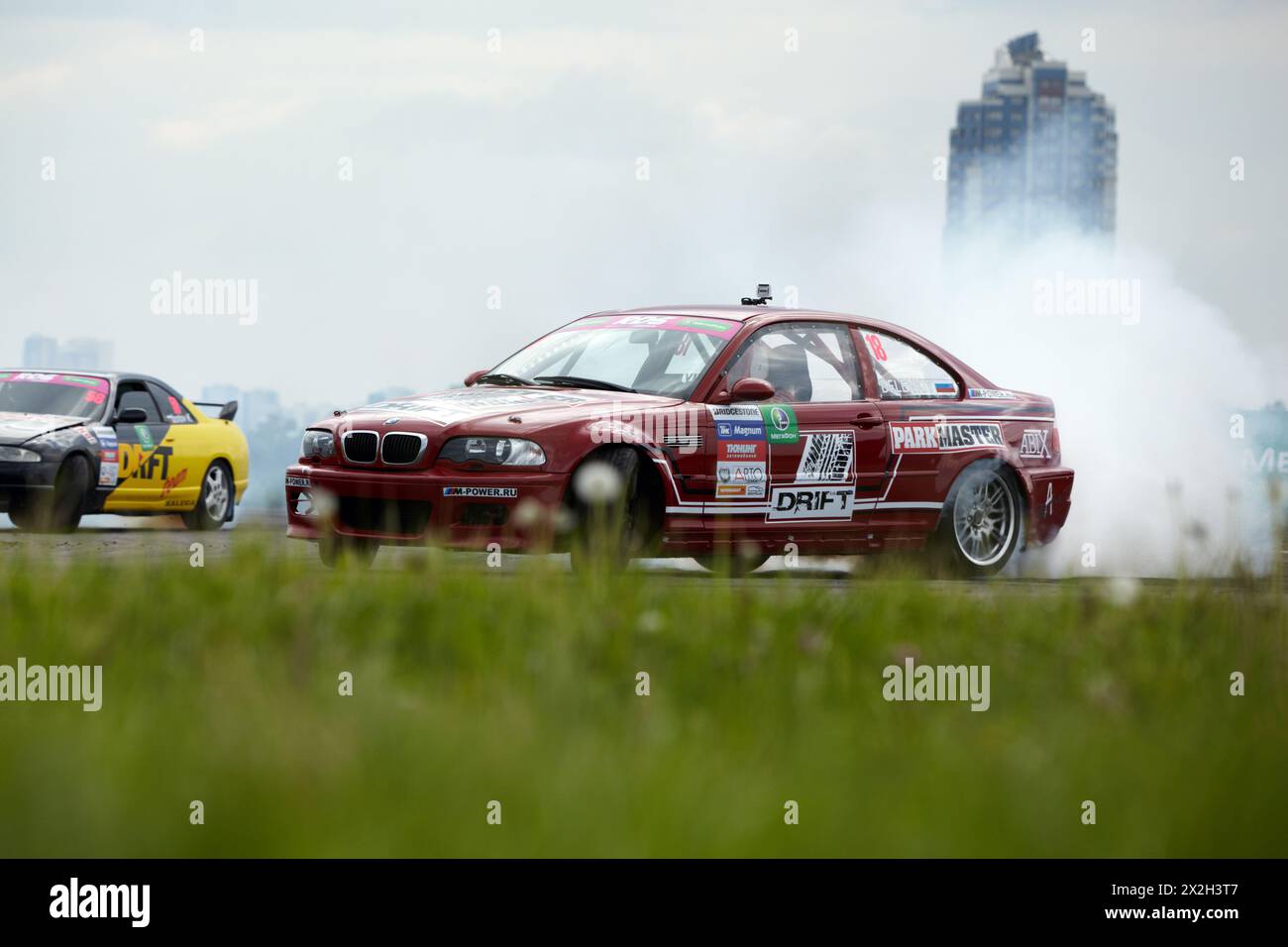 MOSCOW - JUNE 11: Racing car of Belenkiy in motion on the track in 3-d ...
