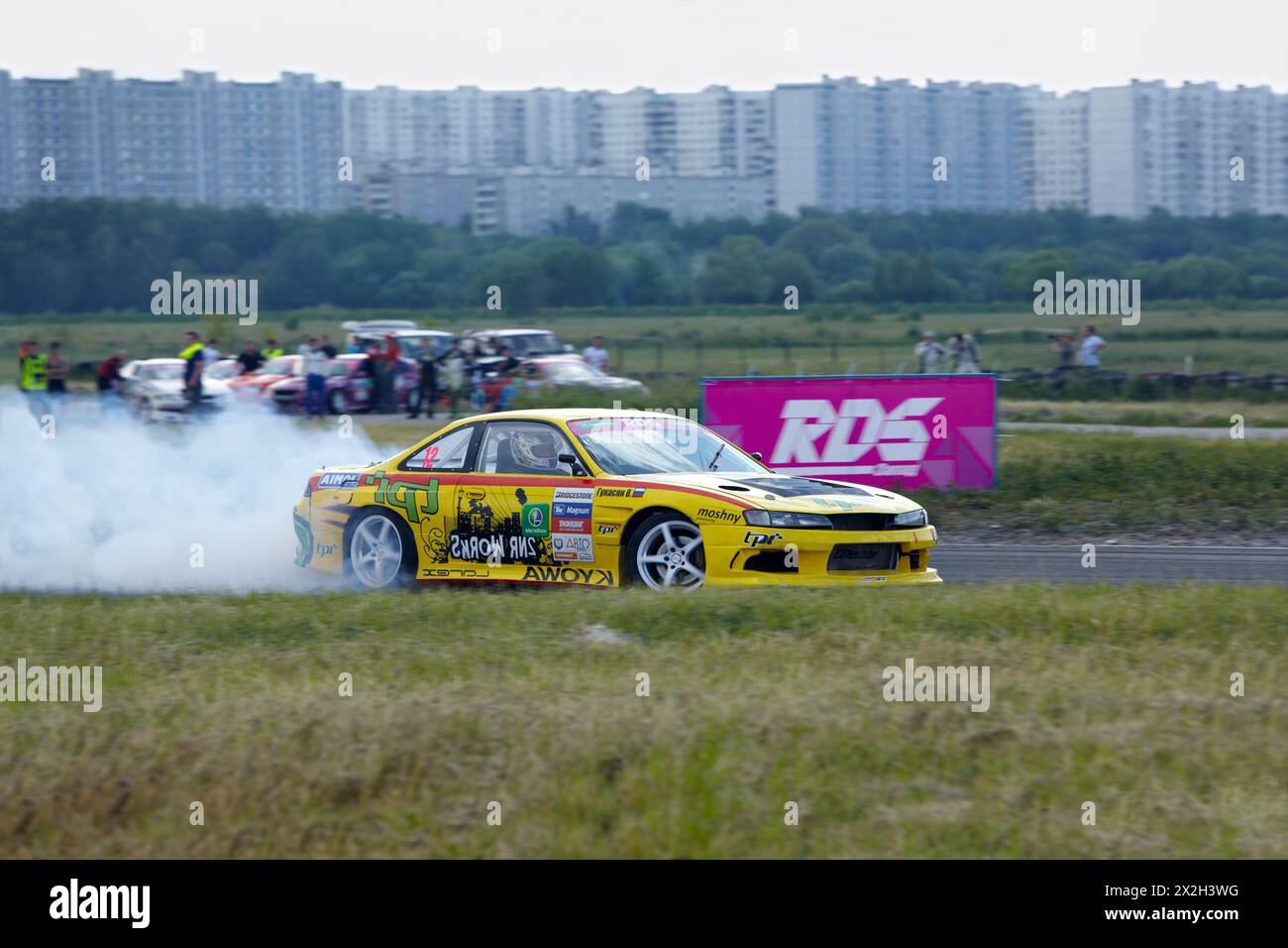 MOSCOW - JUNE 11: Racing car of V.Gukasyan on the track in 3-d tour in ...