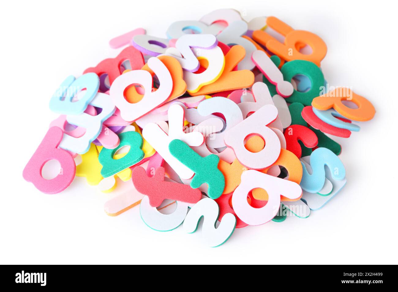 lots of colorful letters for child, alphabet, heap isolated on white ...