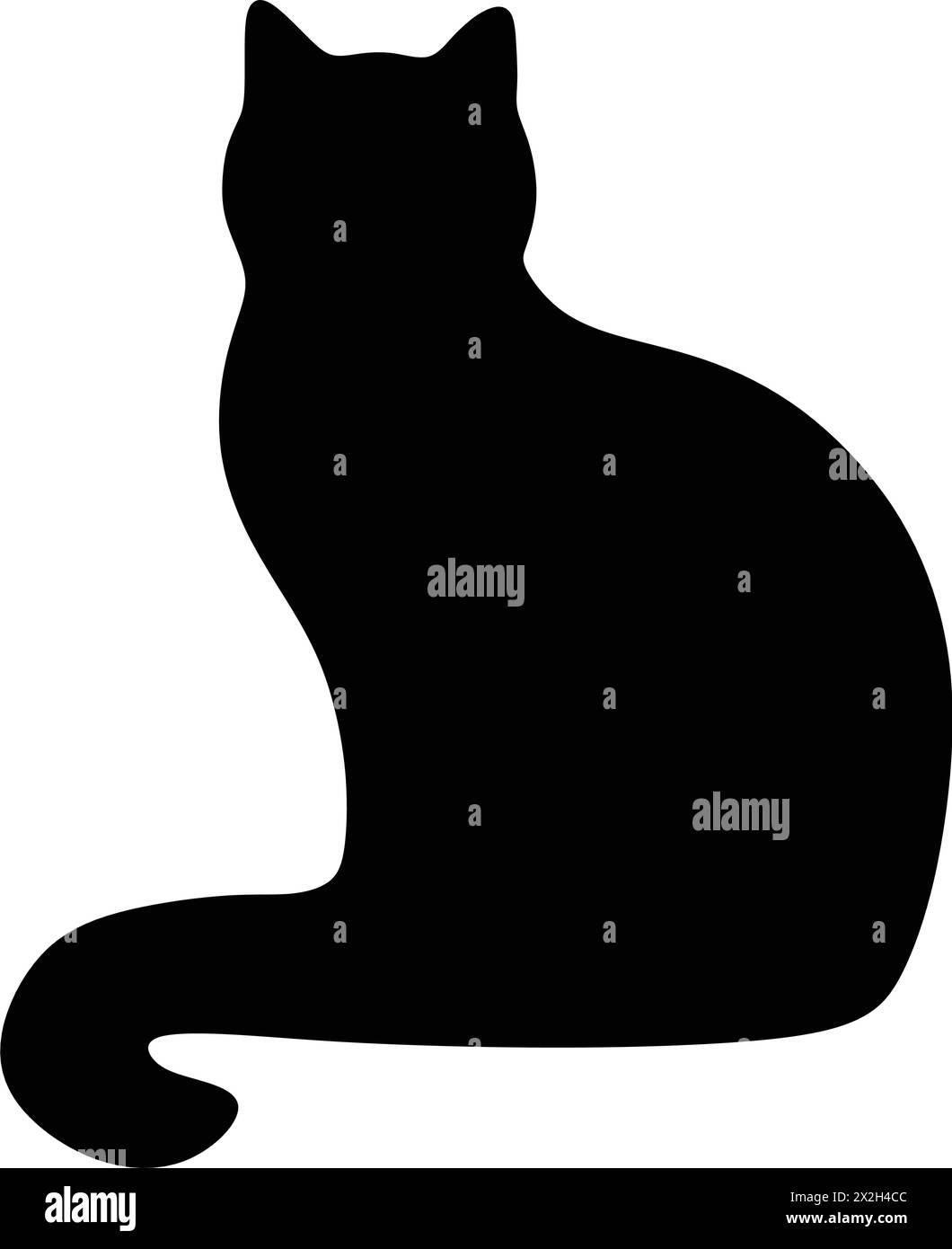 Cat silhouette icon, vector black cat minimal shape kitty clip art in ...