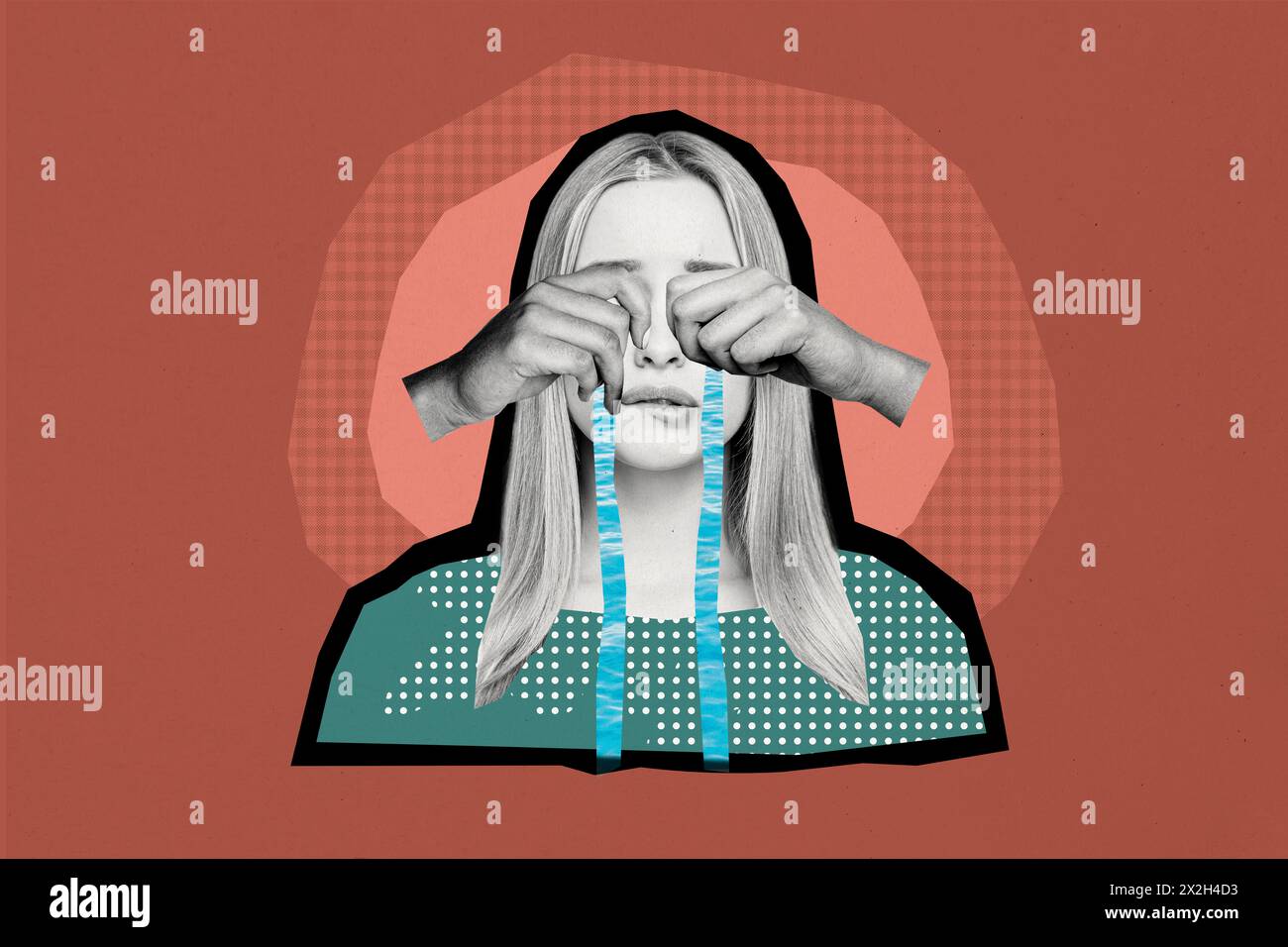 Creative trend collage of crisis crying depression tears disease ...