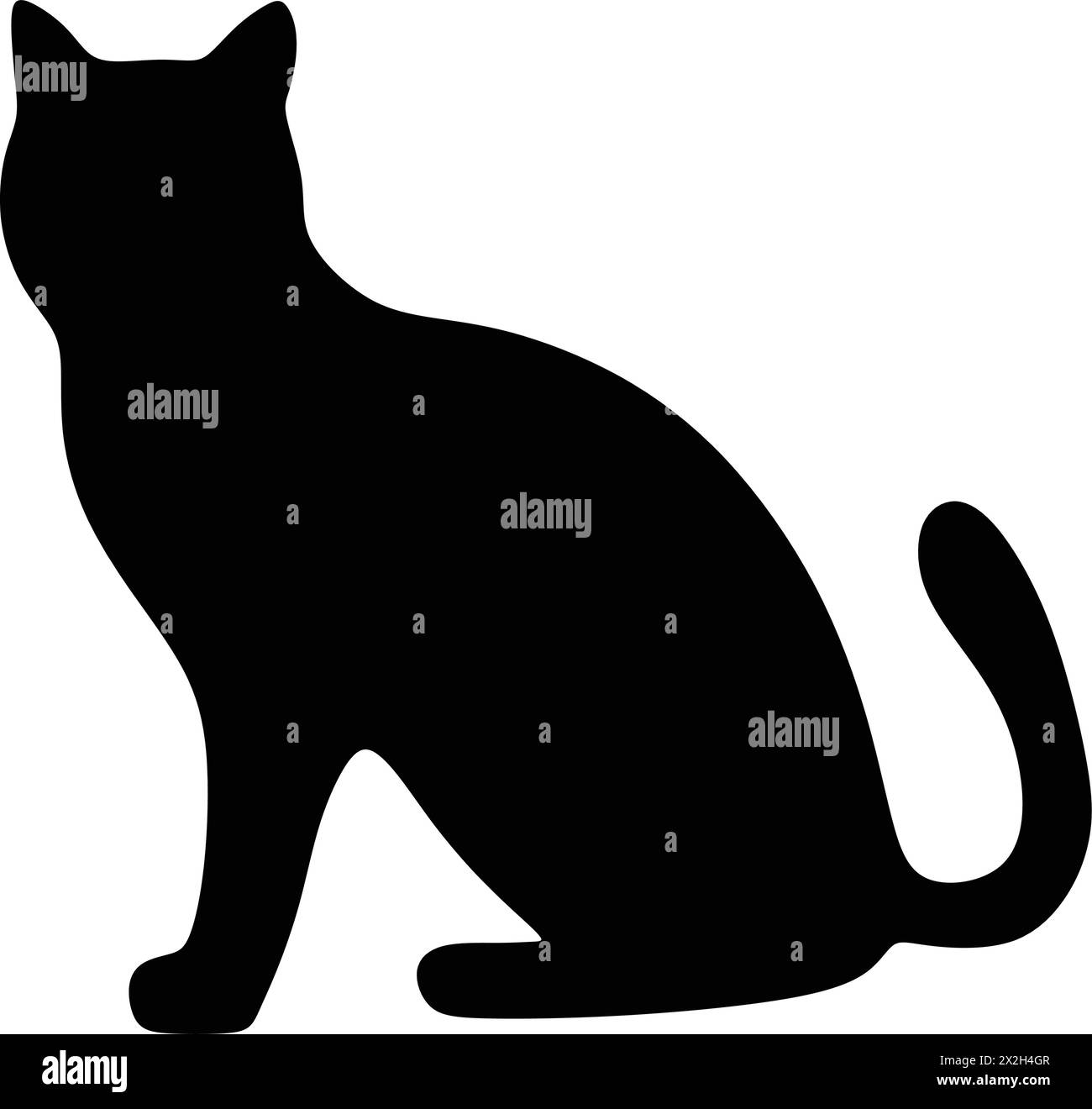 Cat silhouette icon, vector black cat minimal shape kitty clip art in ...