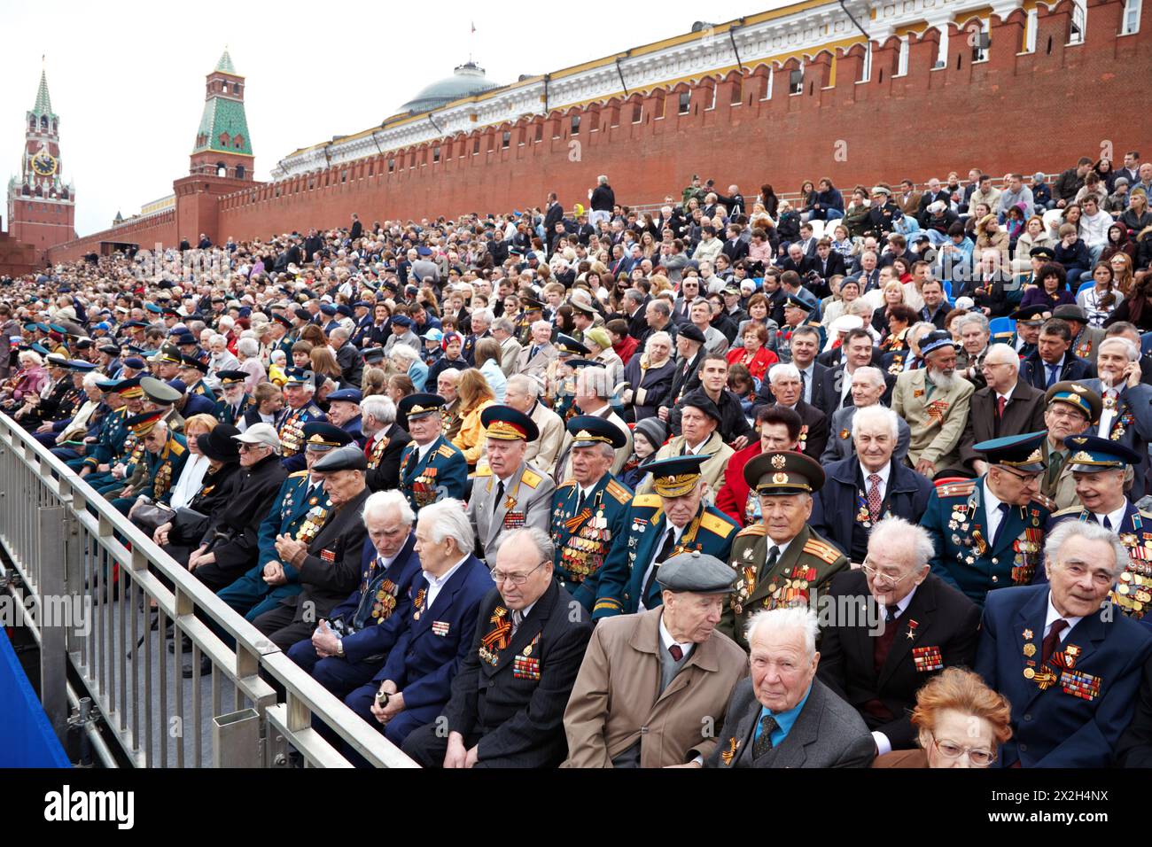 MOSCOW - MAY 9: World War II veterans sit on the podium near the ...