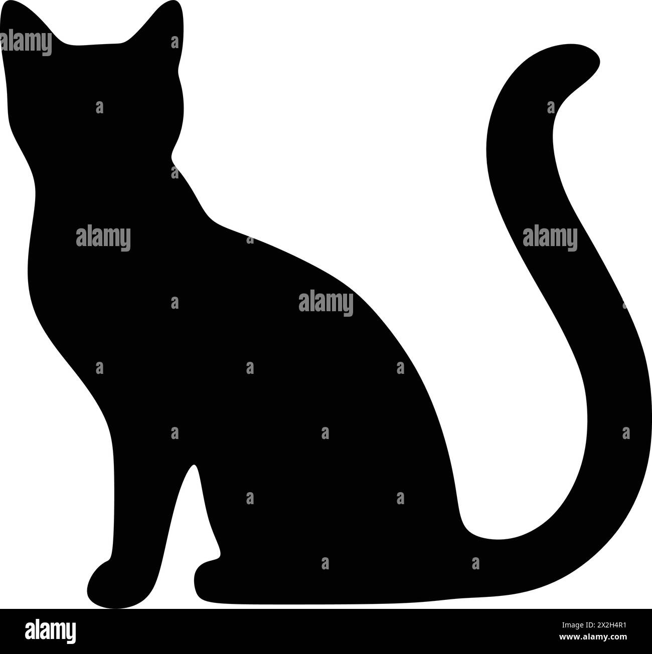 Cat silhouette icon, vector black cat minimal shape kitty clip art in ...