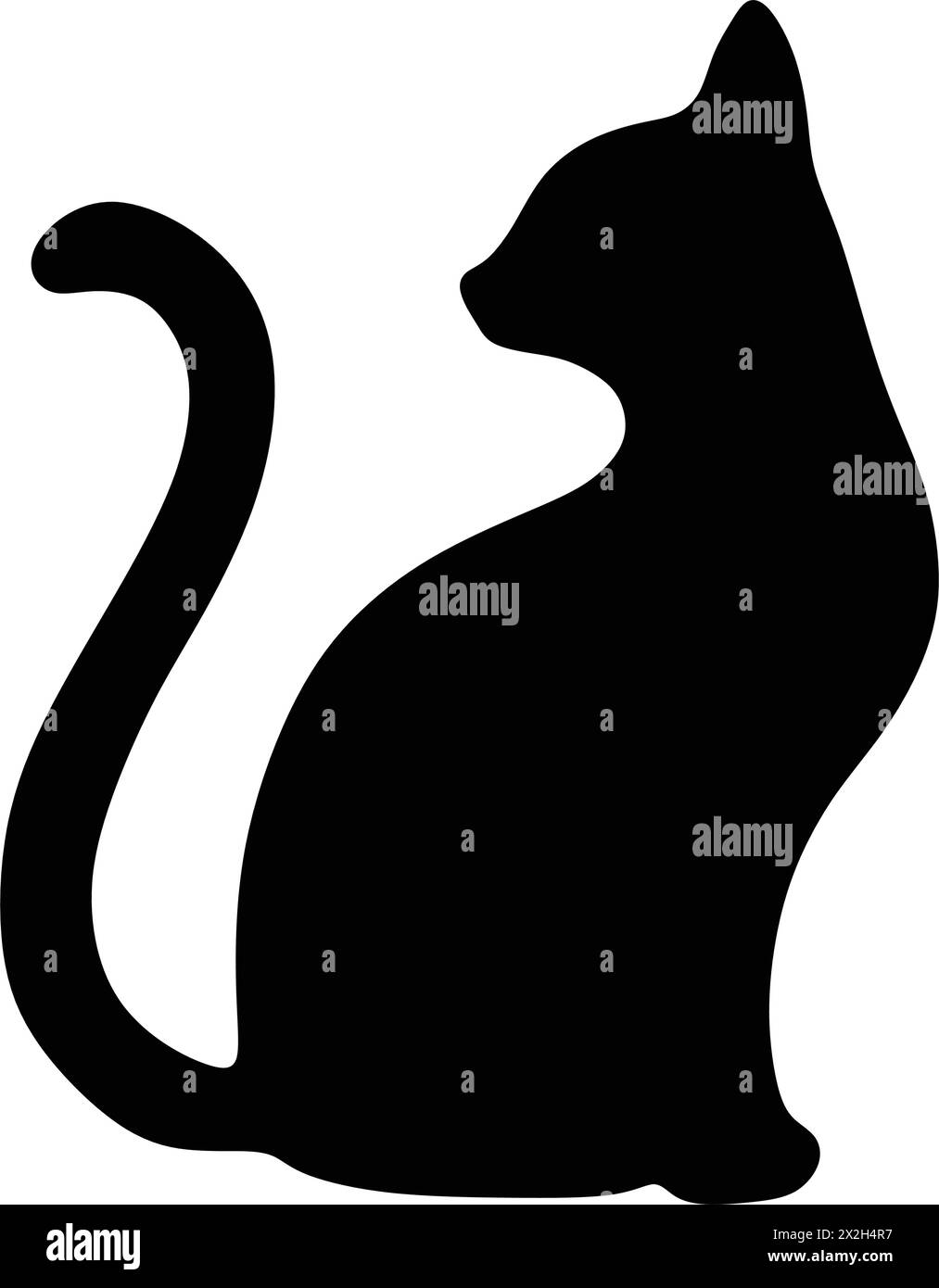 Cat silhouette icon, vector black cat minimal shape kitty clip art in ...