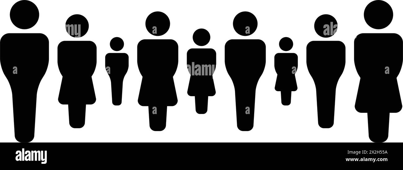 People icon vector male and female group of persons symbol in glyph ...