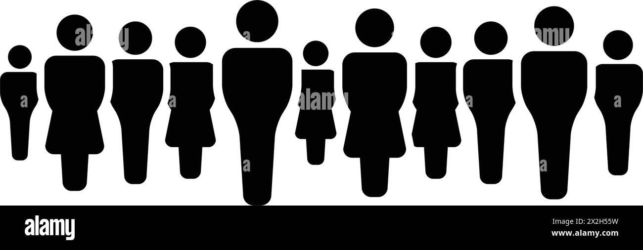 People icon vector male and female group of persons symbol in glyph ...