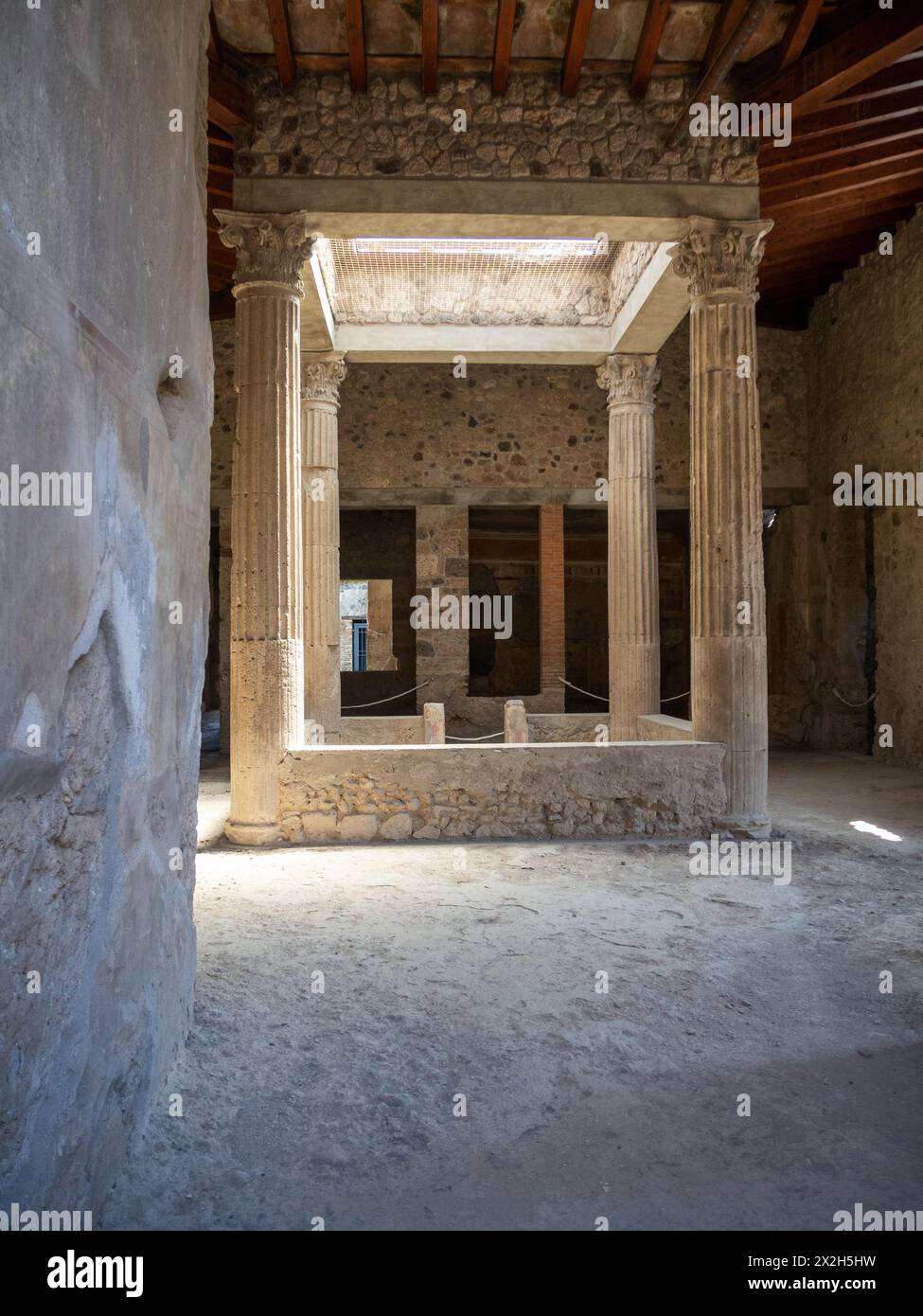Atrium with four Corinthian columns surrounding the impluvium of the ...