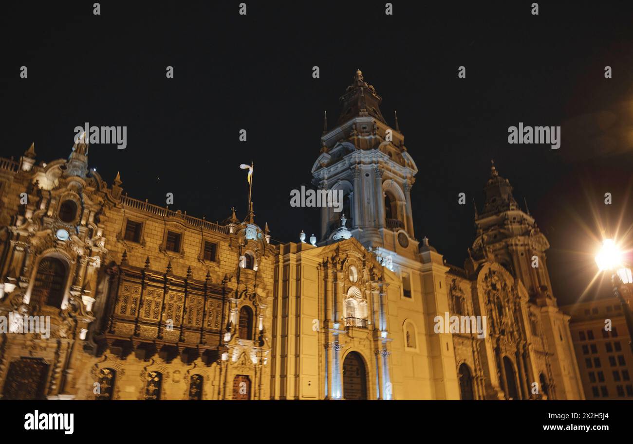 Lima main square and cathedral church. Lima, PERU Stock Photo - Alamy