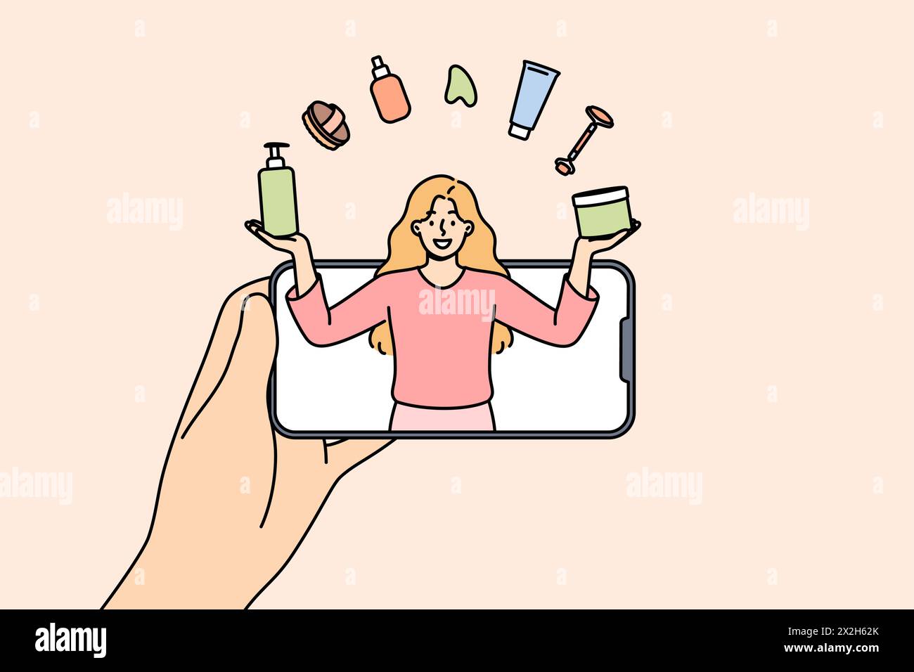 Applying cosmetics phone Stock Vector Images - Alamy