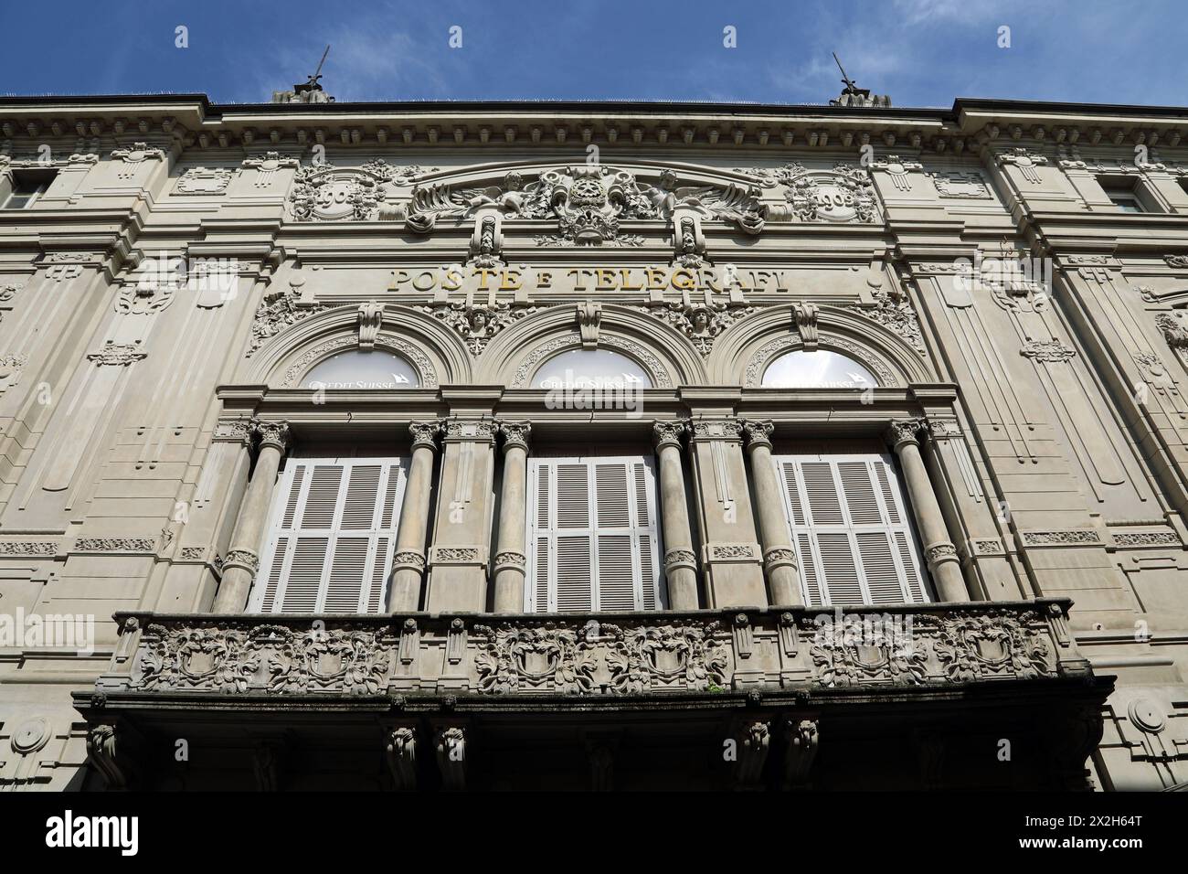 Art nouveau facade of the Central Post Office building at Parma in ...