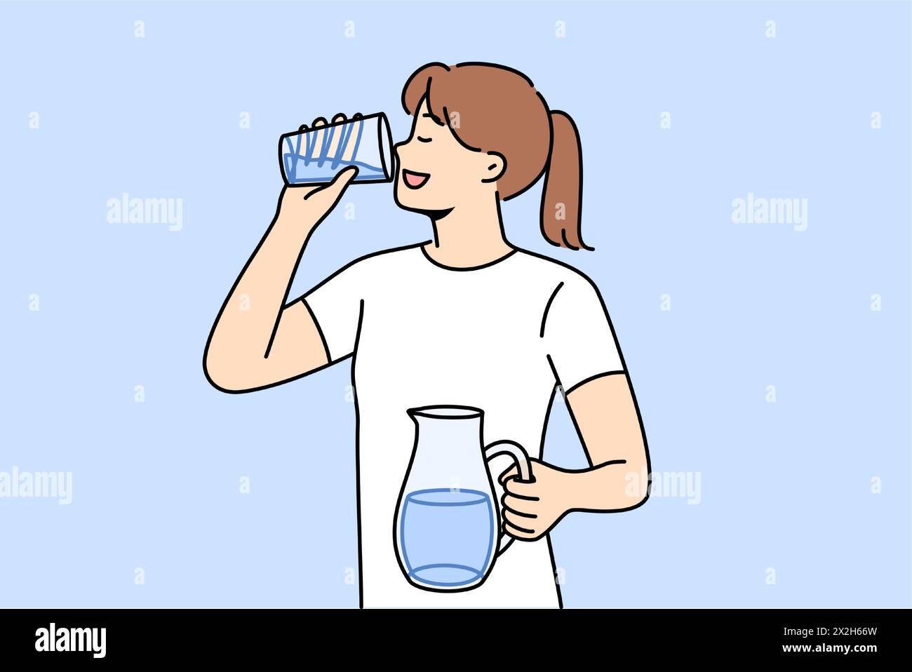 Trying to drink water Stock Vector Images - Alamy
