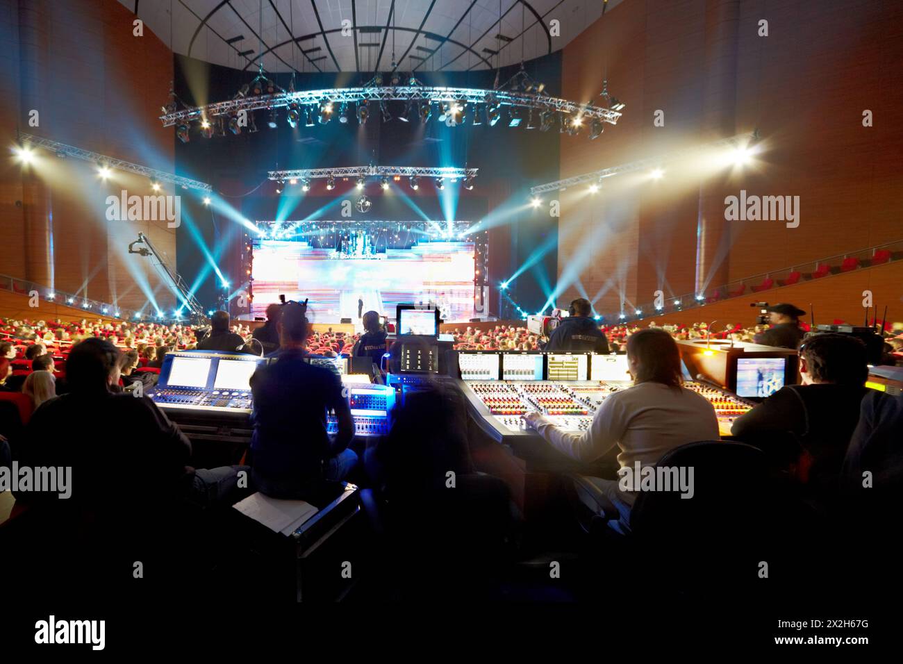 MOSCOW - FEBRUARY 2: Operators at control panels at the presentation of ...