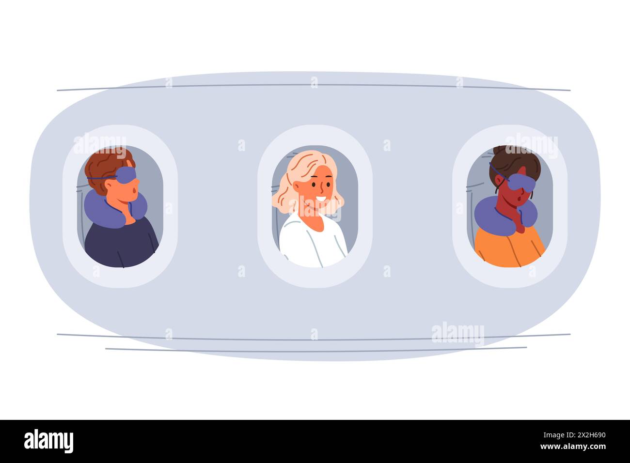 Woman looking out window of plane Stock Vector Images - Alamy