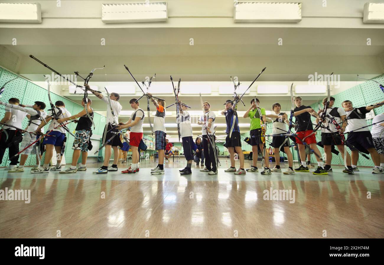 MOSCOW - APRIL 2: Students shot from bow at Traditional Archery ...