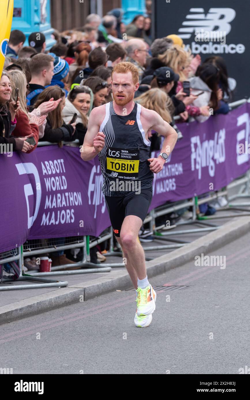 Sean Tobin competing in the TCS London Marathon 2024 passing through ...