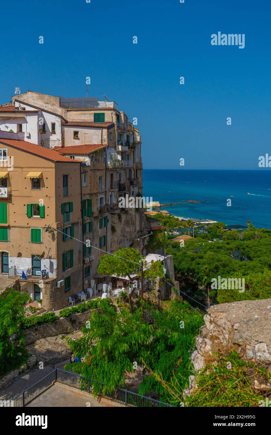 View of Tropea city and Sanctuary of Saint Mary dell'Isola di Tropea ...