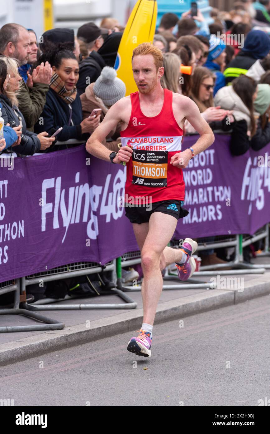 Ryan Thomson competing in the TCS London Marathon 2024 passing through ...
