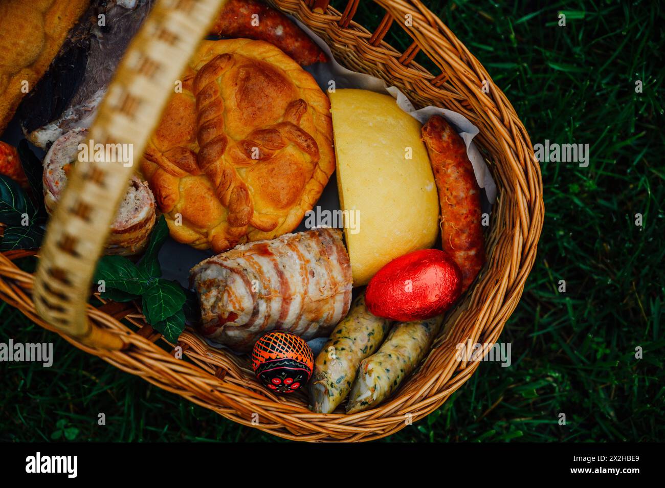 Traditional Hungarian easter basket in the grass Stock Photo - Alamy