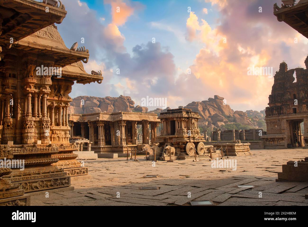 Ancient architecture ruins at the Vijaya Vittala temple built in the ...